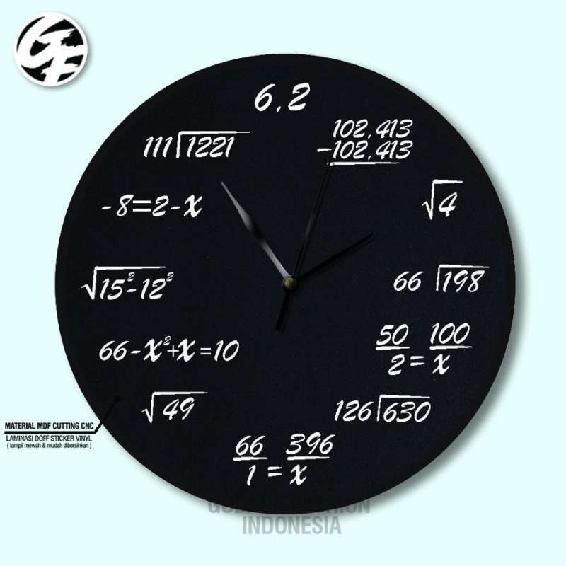 Jual Jam Dinding Kayu Rumus Matematika Premium Quality - Sweep ...