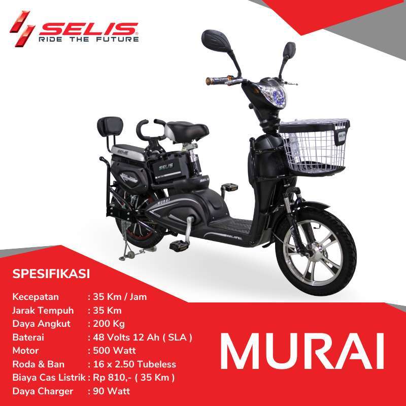 Jual SEPEDA LISTRIK SELIS TIPE MURAI - HITAM GLOSSY [Free Ongkir ...