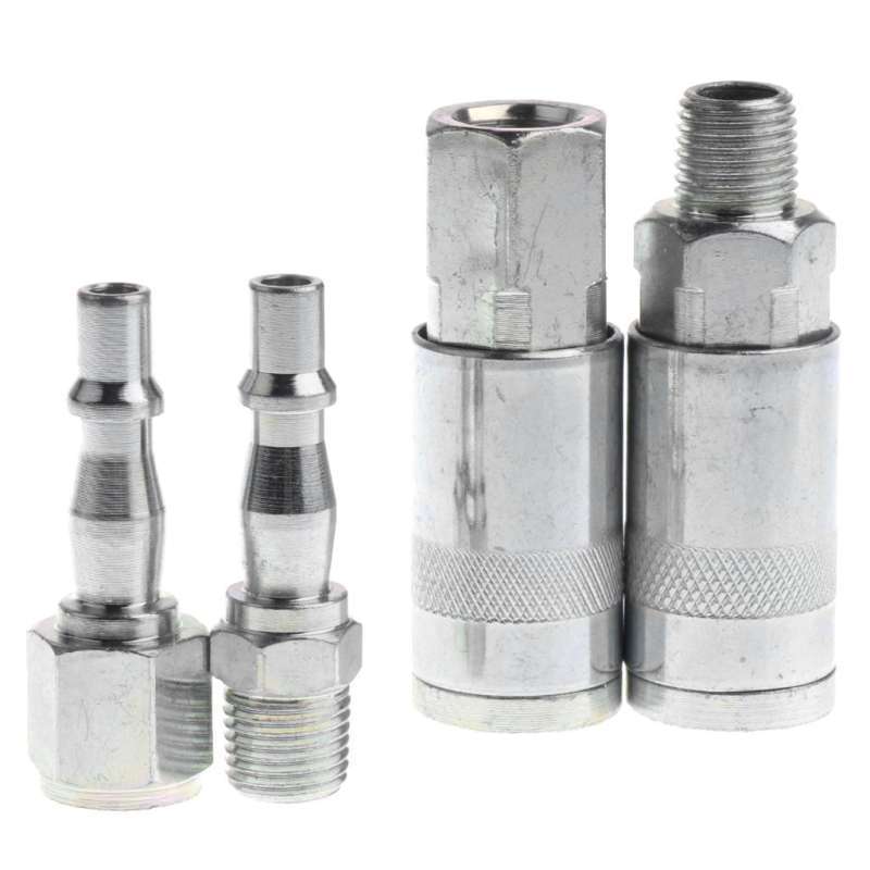Jual Set of 4pcs 1/4'' Pneumatic Air Quick Connector Kit Coupling ...