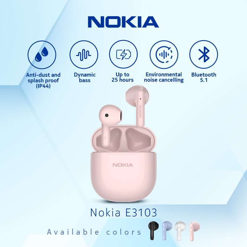Jual Nokia E3103 ENC True Wireless Earphones TWS Less Latency HD - Pink di Seller Nokia Audio ...