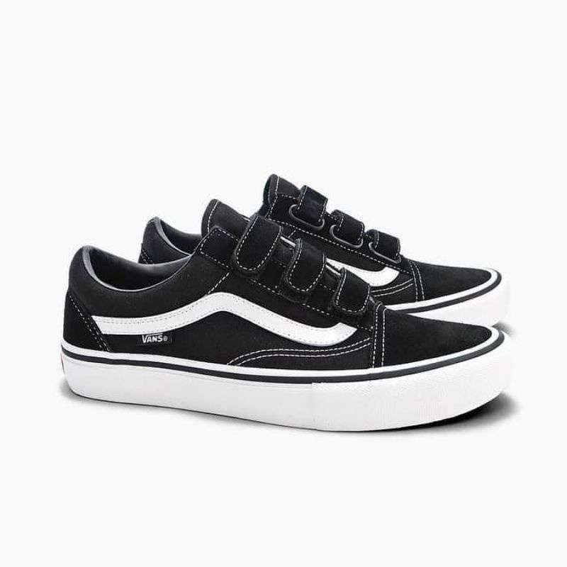 Jual Sepatu Vans Old Skool Velcro Pro Black White Original di Seller ...