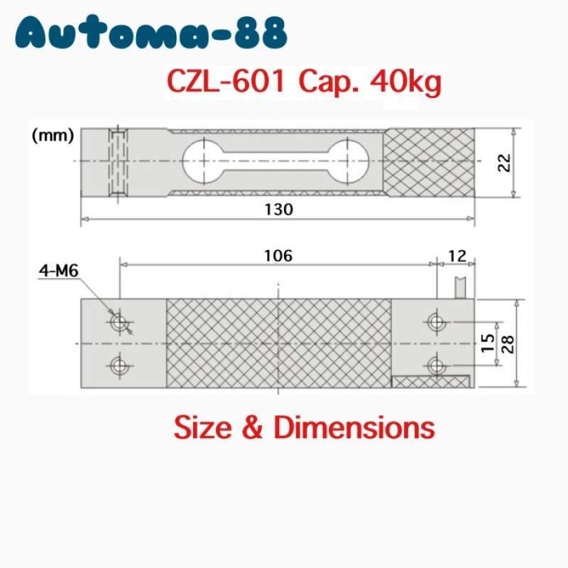 Jual Loadcell 40kg 130mm X 28mm X 22mm Load Cell Sensor Timbangan Cap ...