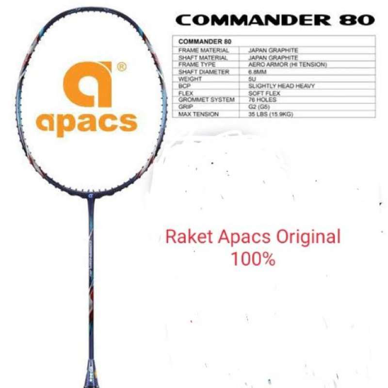 Promo Raket Badminton APACS NEW COMMANDER 80 Tarikan 35 LBS ORIGINAL ...