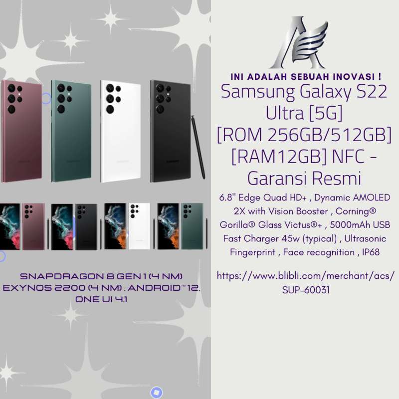 Jual Samsung Galaxy S22 ultra Rom 256GB/512GB - Garansi Resmi - 512GB ...