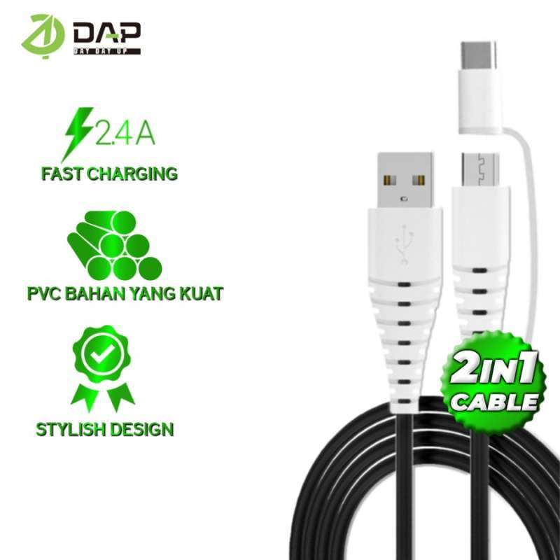 Promo Kabel Data Cable Data Micro USB & Type C 2 In 1 DAP Fast Charging ...
