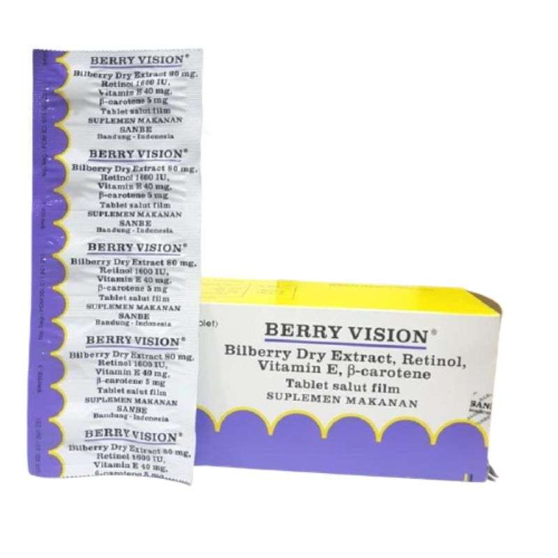 Jual Berry Vision Tablet Isi 10 Tablet Vitamin / Suplemen Mata Minus ...