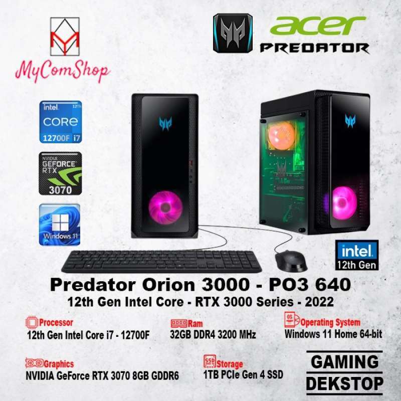 Jual ACER PREDATOR ORION 3000 PO3-640 i7-12700F 32GB RAM 1TB SSD RTX ...