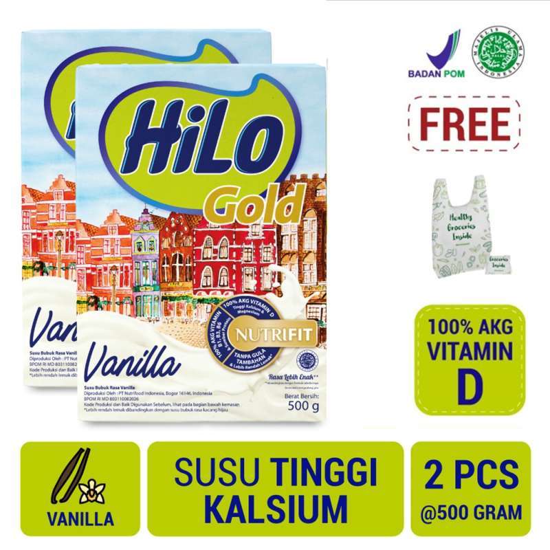 Promo Free Foldable Bag - Twin Pack: HiLo Gold Vanilla 500g Diskon 33% ...
