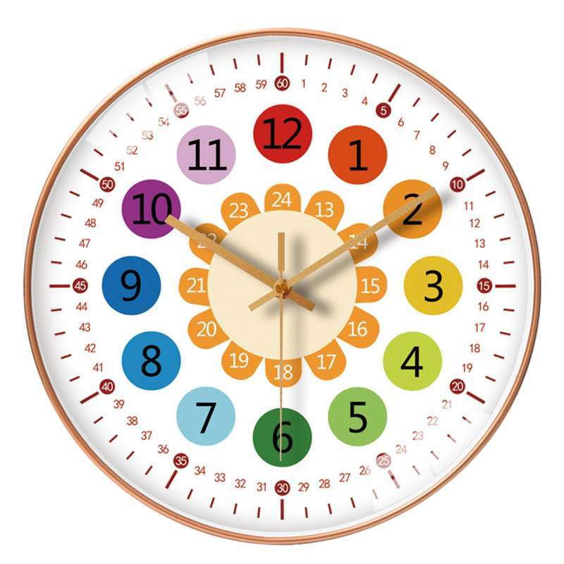 Jual 2x Silent Wall Clock Kids Learning Telling Time Teaching Clock ...