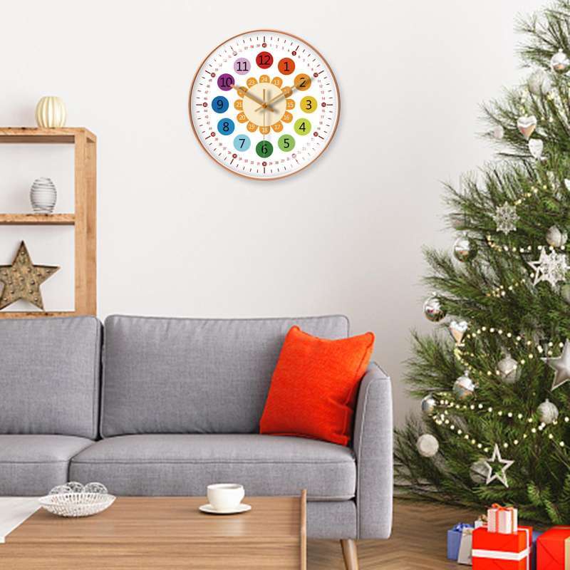 Jual 2x Silent Wall Clock Kids Learning Telling Time Teaching Clock ...
