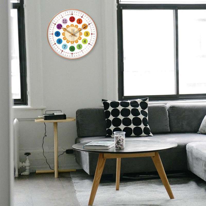 Jual 2x Silent Wall Clock Kids Learning Telling Time Teaching Clock ...