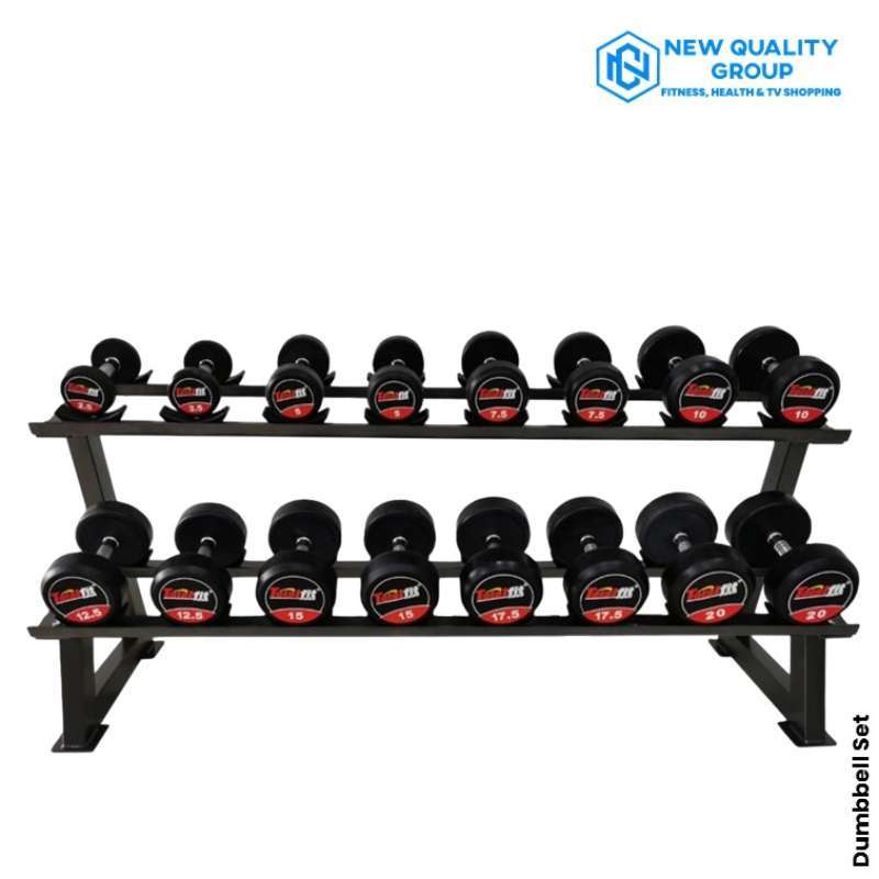 Jual New Alat Kesehatan Olahraga Angkat Beban Fitness Gym Total Dumbbell Set + Rack 2,5 - 20 Kg ...