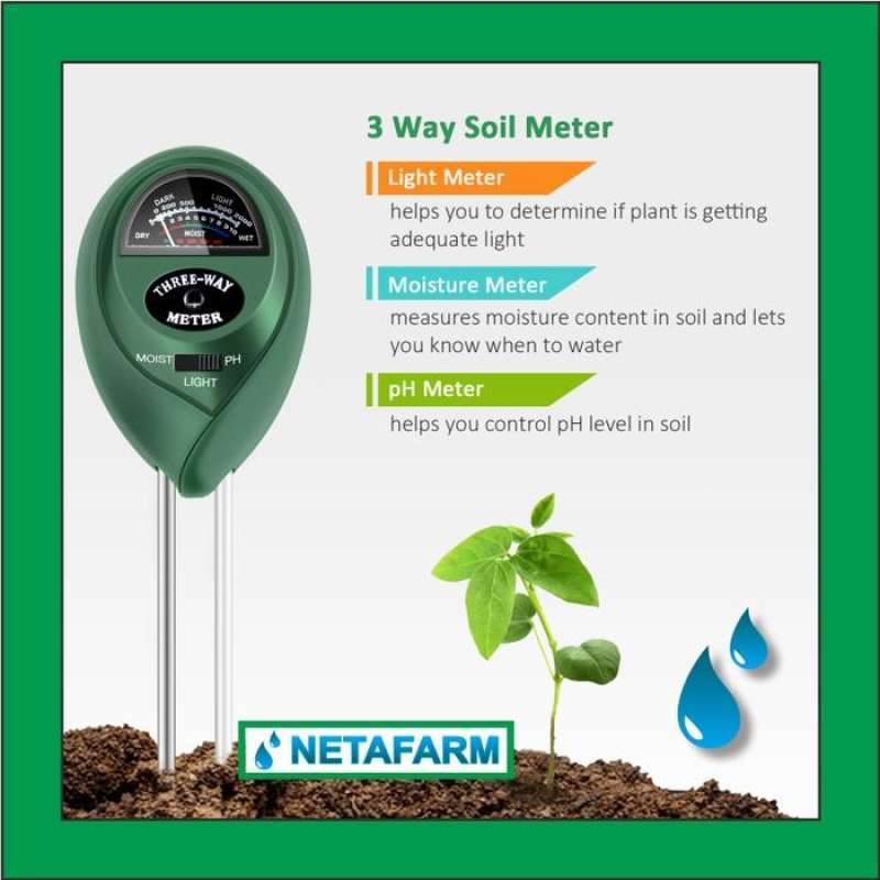 Jual Soil Meter 3 in 1 Moisture Light Ph Tanah Tester Alat Cek Analyzer ...