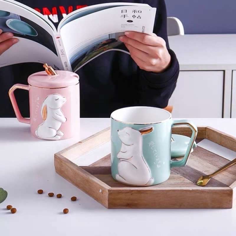 Promo Mug Gelas Keramik Lucu Design Kelinci / Gelas Keramik Couple ...