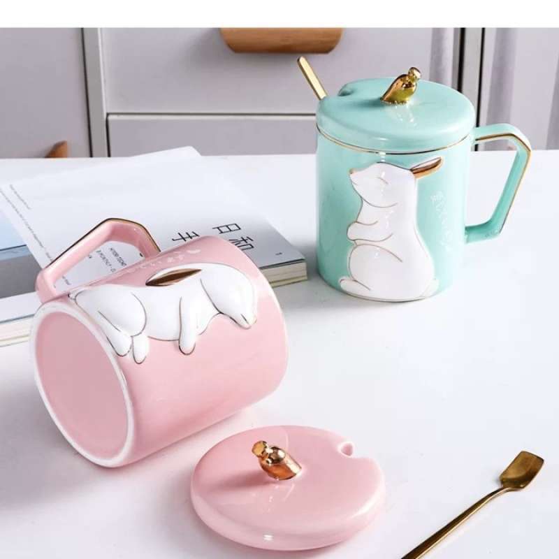 Promo Mug Gelas Keramik Lucu Design Kelinci / Gelas Keramik Couple ...