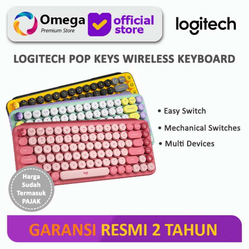 Jual Logitech POP Keys Wireless Mechanical Emoji Keyboard - Mint di ...