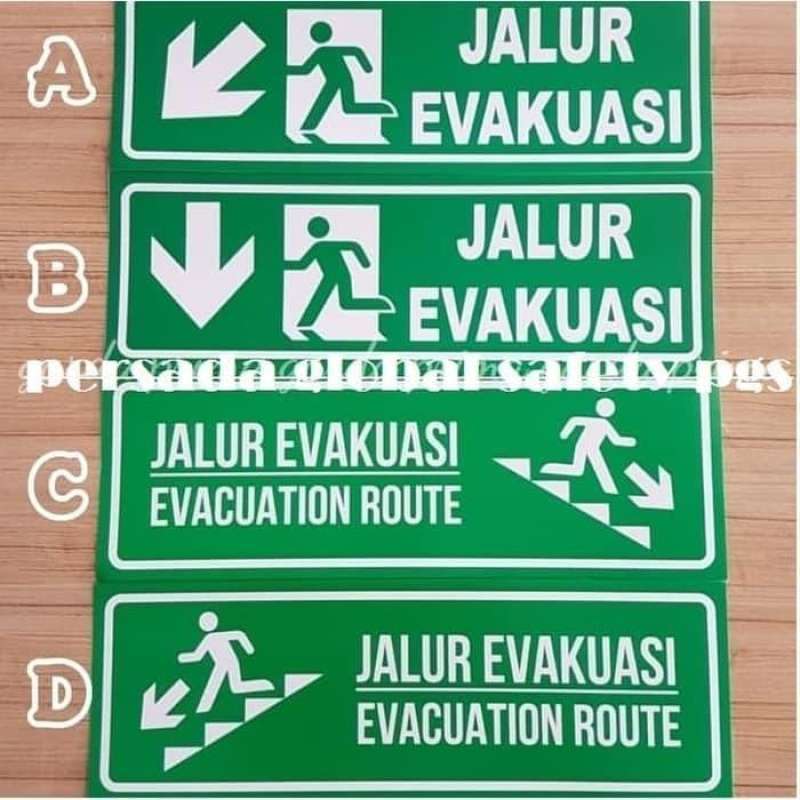 Jual SIGN LABEL STICKER JALUR EVAKUASI KIRI KANAN 30X10CM rambu k3 di Seller Sentral Safety ...