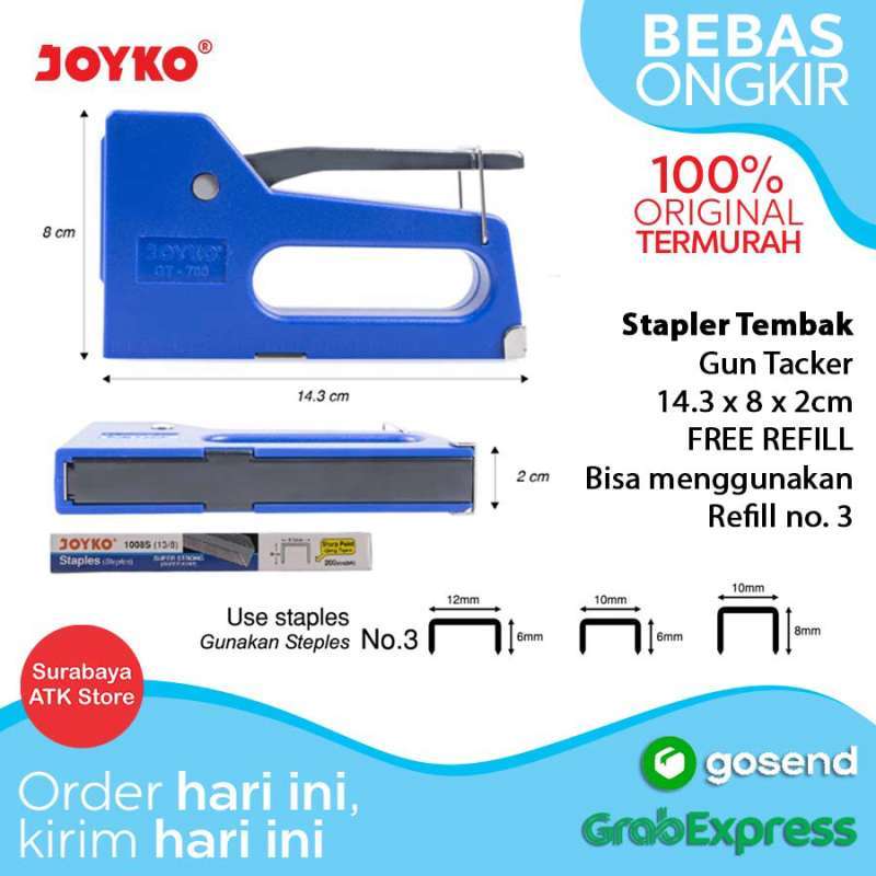 Jual Stepler Tembak Joyko GT-700 Gun Tacker Staples Stapler di Seller ...