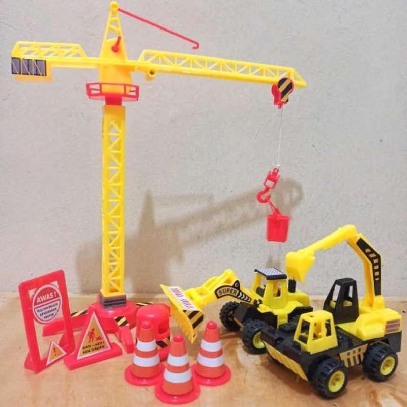 Jual Mainan Set Truck Excavator Crane /Mobil Truk Kontruksi Alat Berat ...