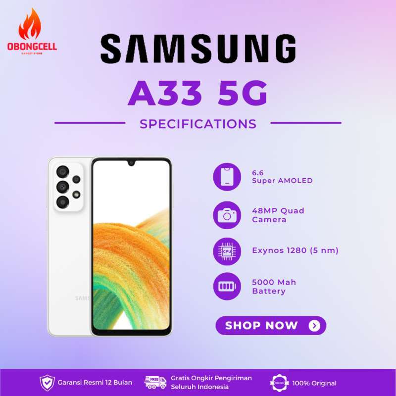Jual HP Samsung A33 5G 128 GB / 256 GB NEW ORIGINAL GARANSI RESMI di ...