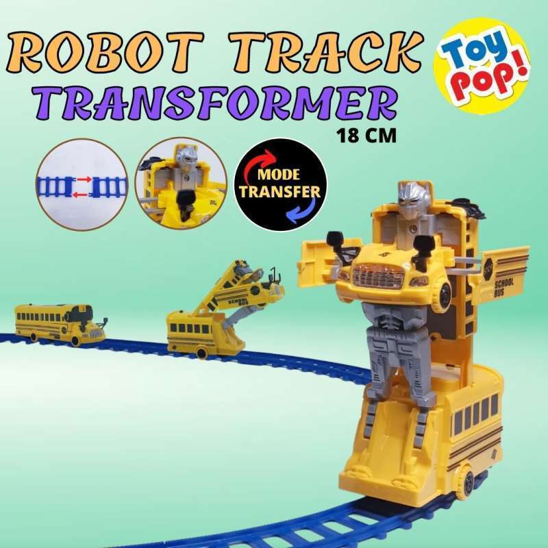Jual Mainan Mobil Track Robot Transformer Bus Sekolah berubah bentuk ...