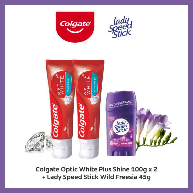 Jual Colgate Optic White Plus Shine [100g/Twinpack] + Lady Speed Stick ...