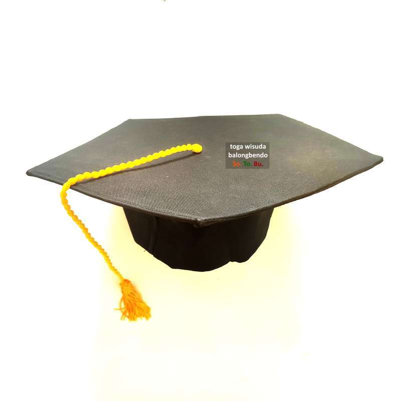 Jual TOPI Toga Wisuda Segi Lima Warna Hitam Kain Gabardin TALI kuncir ...