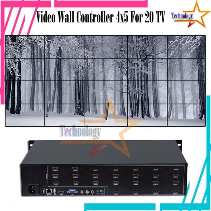 Jual Video Wall Controller 4x5 HDMI VGA AV USB inputs Untuk 20 TV 1080P ...