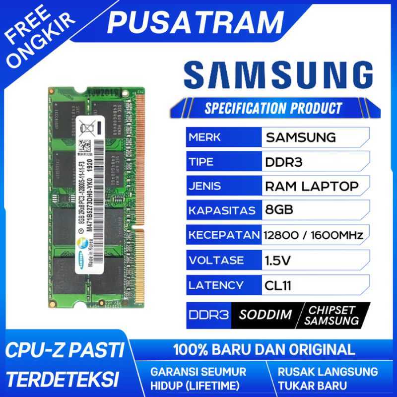Jual Ram Laptop Samsung Ddr3 8Gb 12800/1600Mhz Ram Sodimm 1.5V 8Gb di Seller Dikaza Store ...