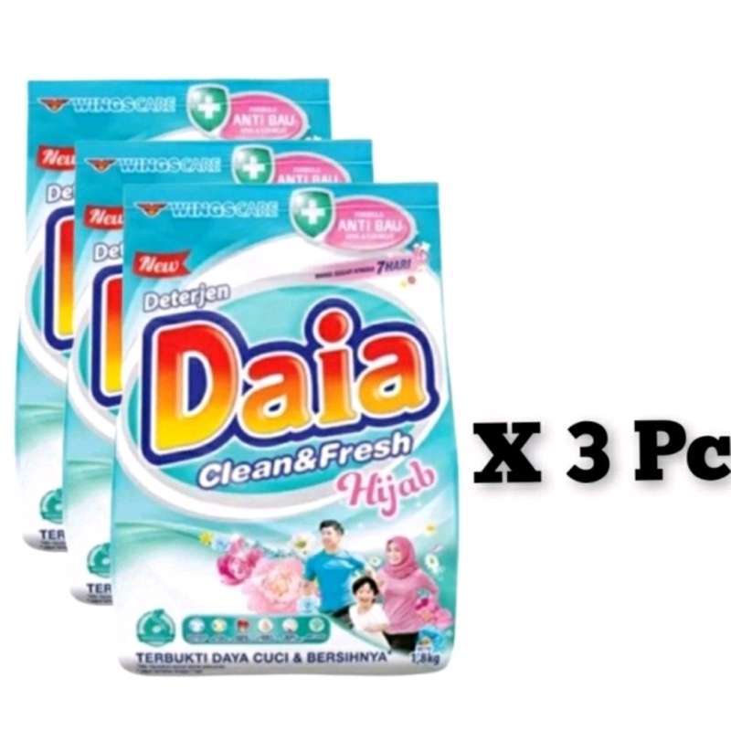 Jual Daia Powder Deterjen Bubuk 1.8 Kg Clean & Fresh Hijab Isi 3 Pc Di Seller Farrel Shop - Duri ...
