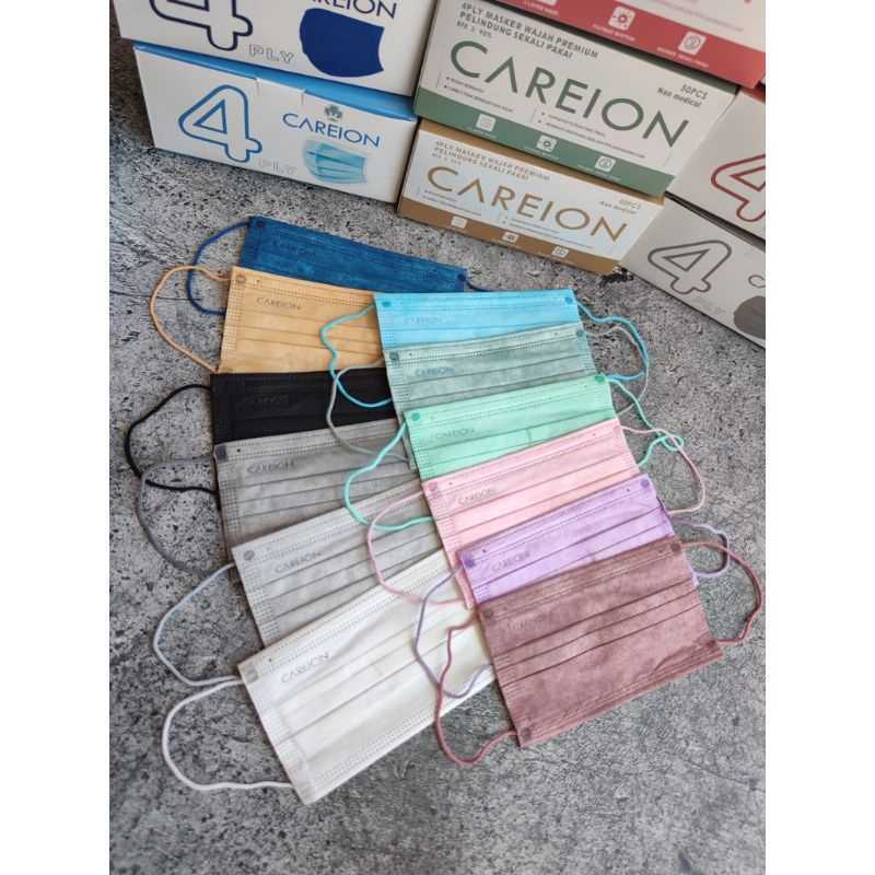 Jual masker 4ply isi 50 merek akko jamin tebal lembut/ masker careion ...