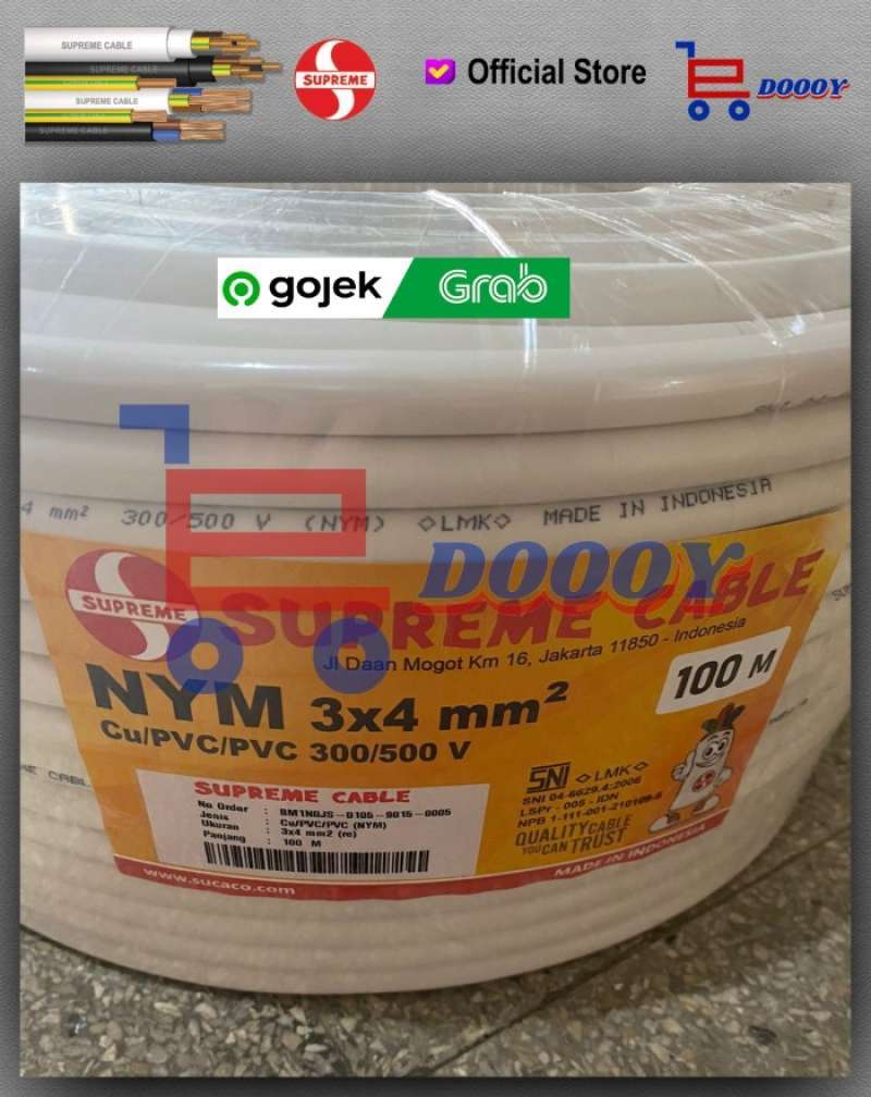 Promo 100 Meter Supreme 3 X 4 Nym Kabel Listrik Tunggal 3X4 3X4 4 ...