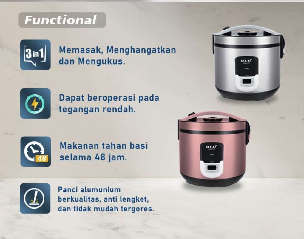Promo Sekai Cmw-520 Rice Cooker Penanak Nasi 3 In 1 Stainless Body 1.8l ...