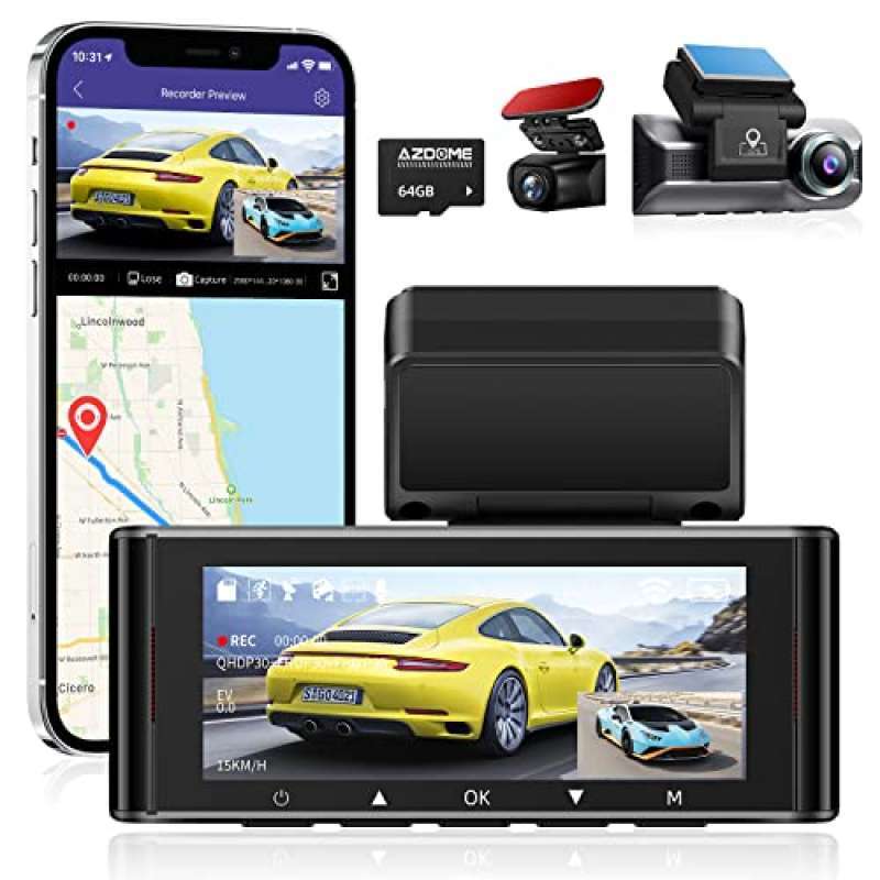 Promo 4K Dual Dash Cam Built-in WiFi GPS Front 4K/2.5K and Rear 1080P ...