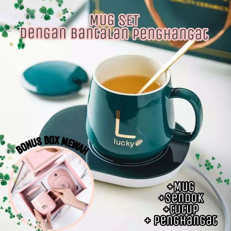 Jual Cangkir Gelas Mug Keramik Set Penghangat Portable Kopi Susu Alas ...