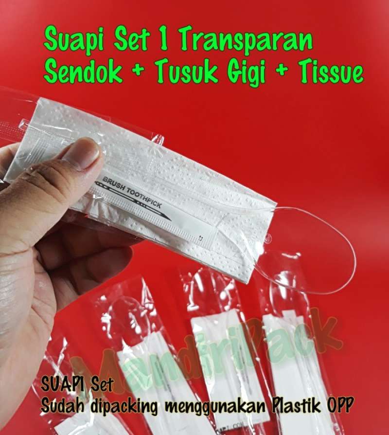 Jual Suapi Set 1 Bening Sendok + Tusuk Gigi + Tissue Cover Plastik Isi ...