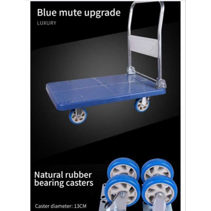 Jual gerobak besi hand truck trolley barang trolley lipat biru - 300Kg ...