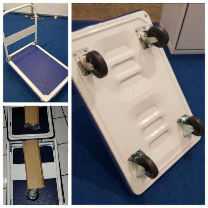Jual gerobak besi hand truck trolley barang trolley lipat biru - 400Kg ...