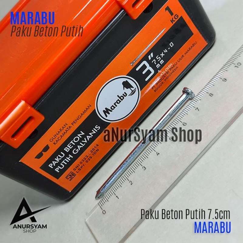 Jual Paku Beton 7,5 cm Putih MARABU / Paku Tembok di Seller aNursyam ...