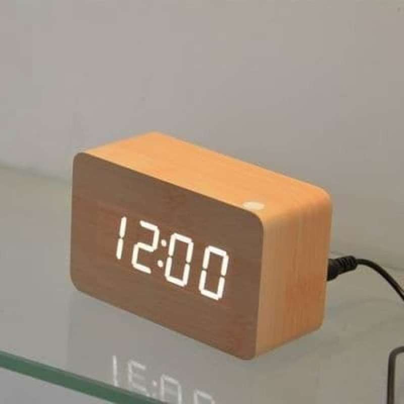 Promo Jam Meja Kayu LED Digital Wooden Small Table Clock Desk Clock ...