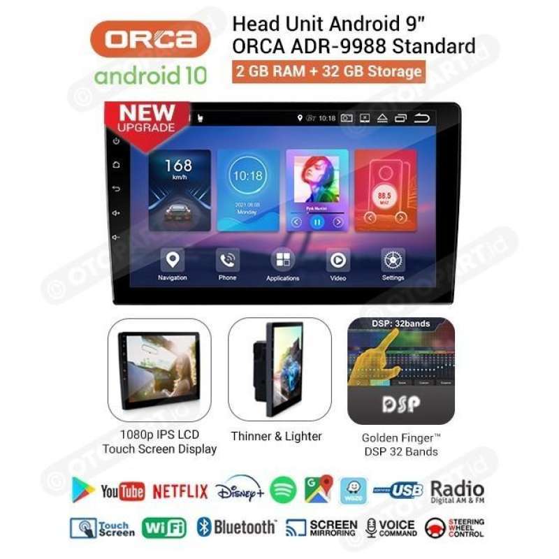 Jual HEADUNIT ANDROID ORCA ADR-9988 Apple Carplay/Android Auto 9 INCH ...