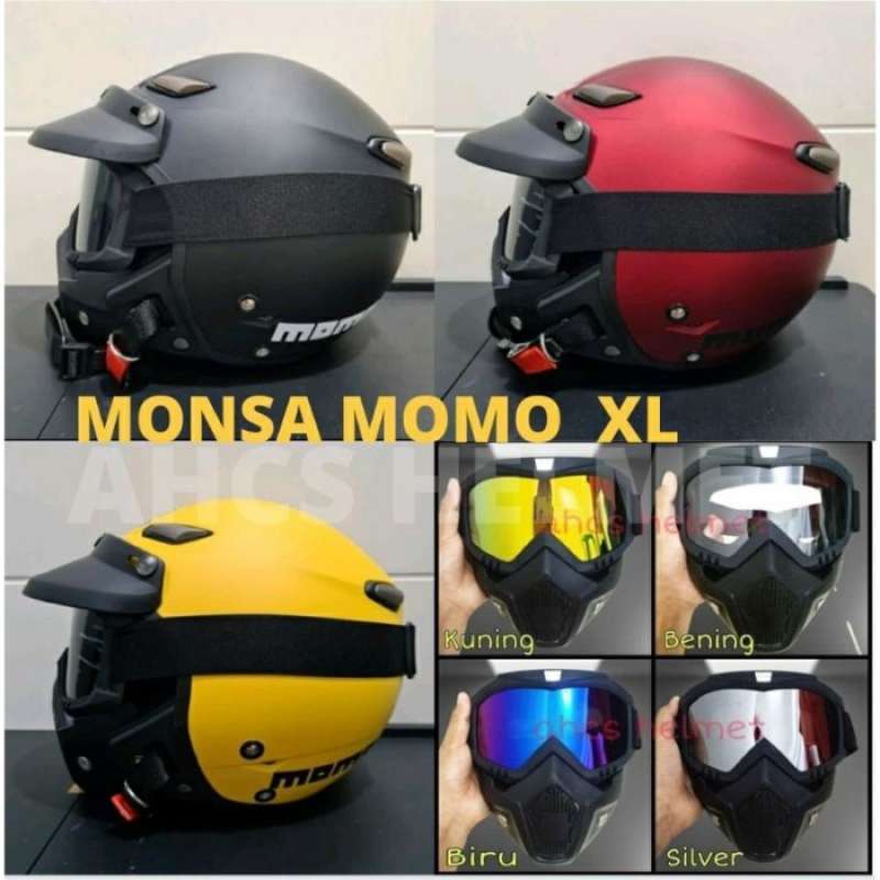 Jual Helm Retro MONSA Momo Dewasa SNI Original Google Mask Pet Pendek ...