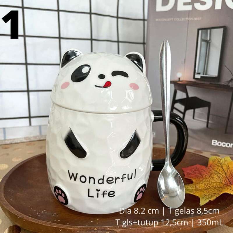 Jual Xiong-Mao Mug Keramik Panda Full Body | Gelas Air Minum Panda Cute ...