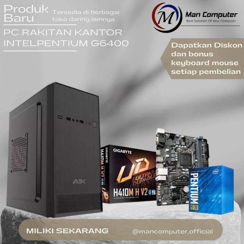 Jual Cpu Komputer Kantor Pc Rakitan Intel Pentium Gold G6400 Gen10 Dualcore Ram 4 Ssd 256 Hd