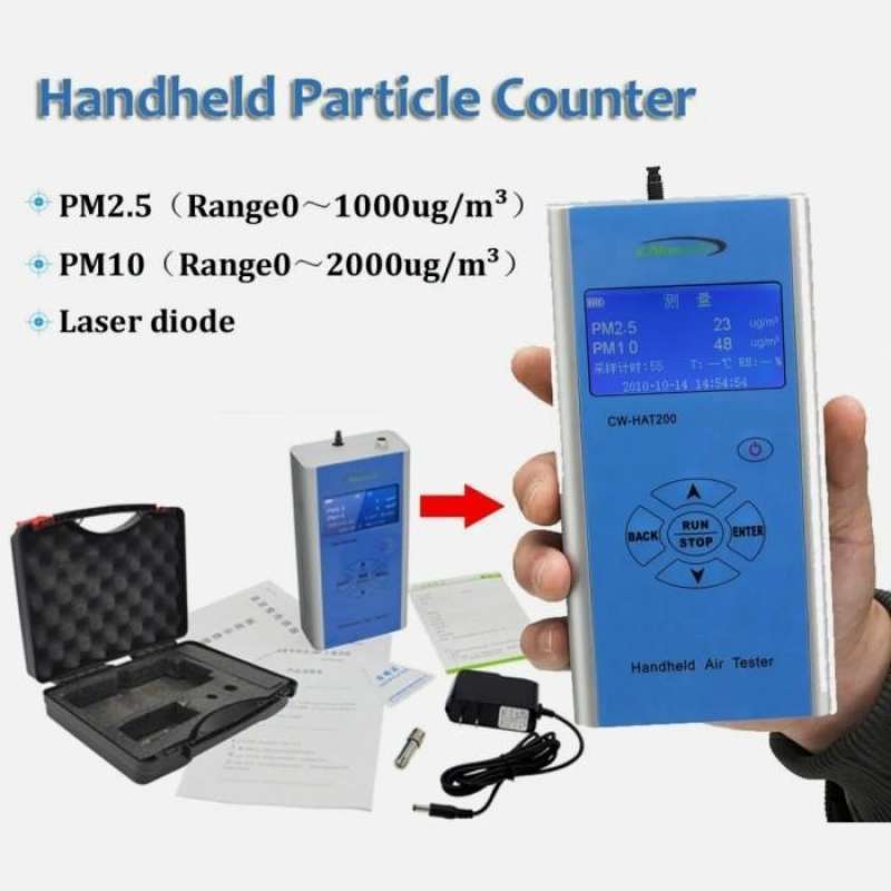 Jual Particle Counter Pm2.5 Pm10 Microgram/cubic Meter Handheld Air ...