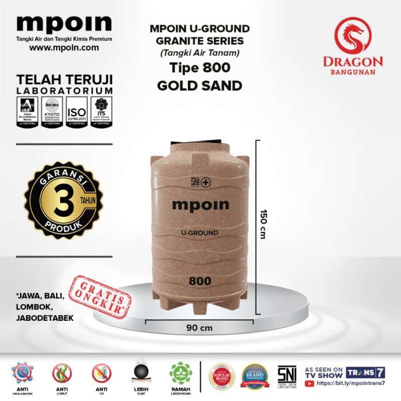 Jual TOREN / TANDON / TANGKI AIR TANAM MPOIN U-GROUND 800 MPOIN UGROUND ...