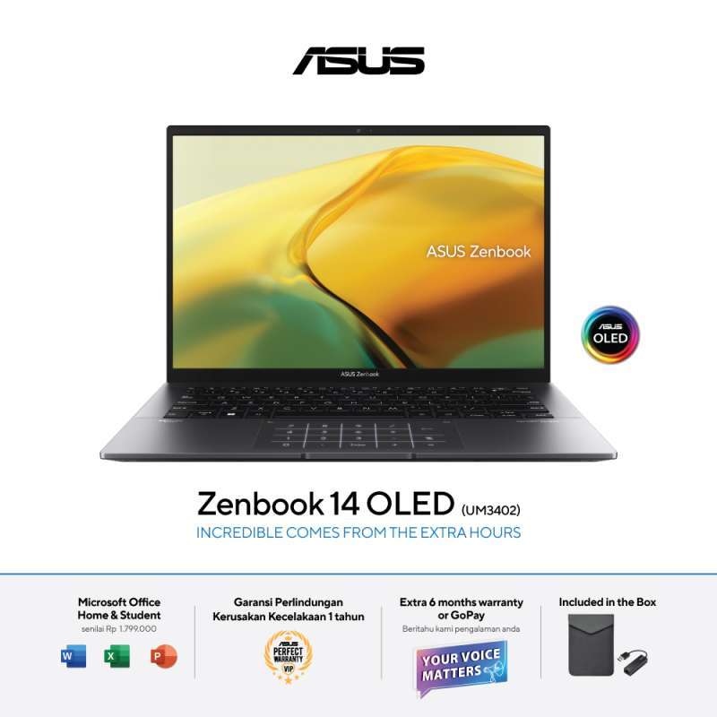 Jual Asus Zenbook 14 Oled Um3402ya Oleds552 Jade Black [amd Ryzen™ 5