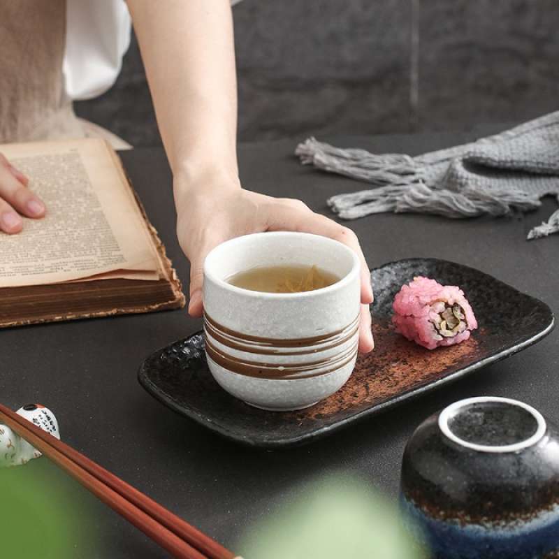 Jual PROMO BLACK Series - Japanese Ceramic Tea Cup Gelas Ocha Teh ...