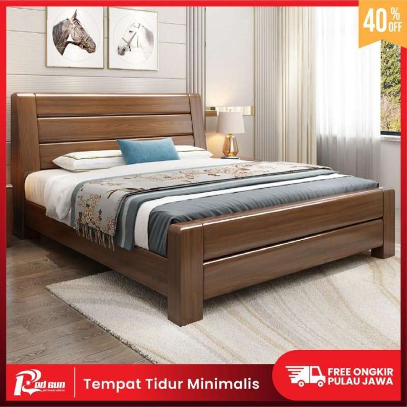 Jual Red Sun Tempat Tidur Dipan Ranjang Simple Minimalis Kayu Mahoni ...