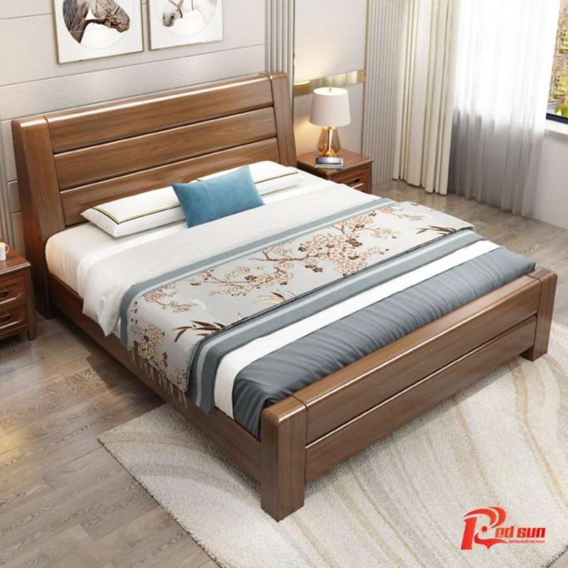 Jual Red Sun Tempat Tidur Dipan Ranjang Simple Minimalis Kayu Mahoni ...